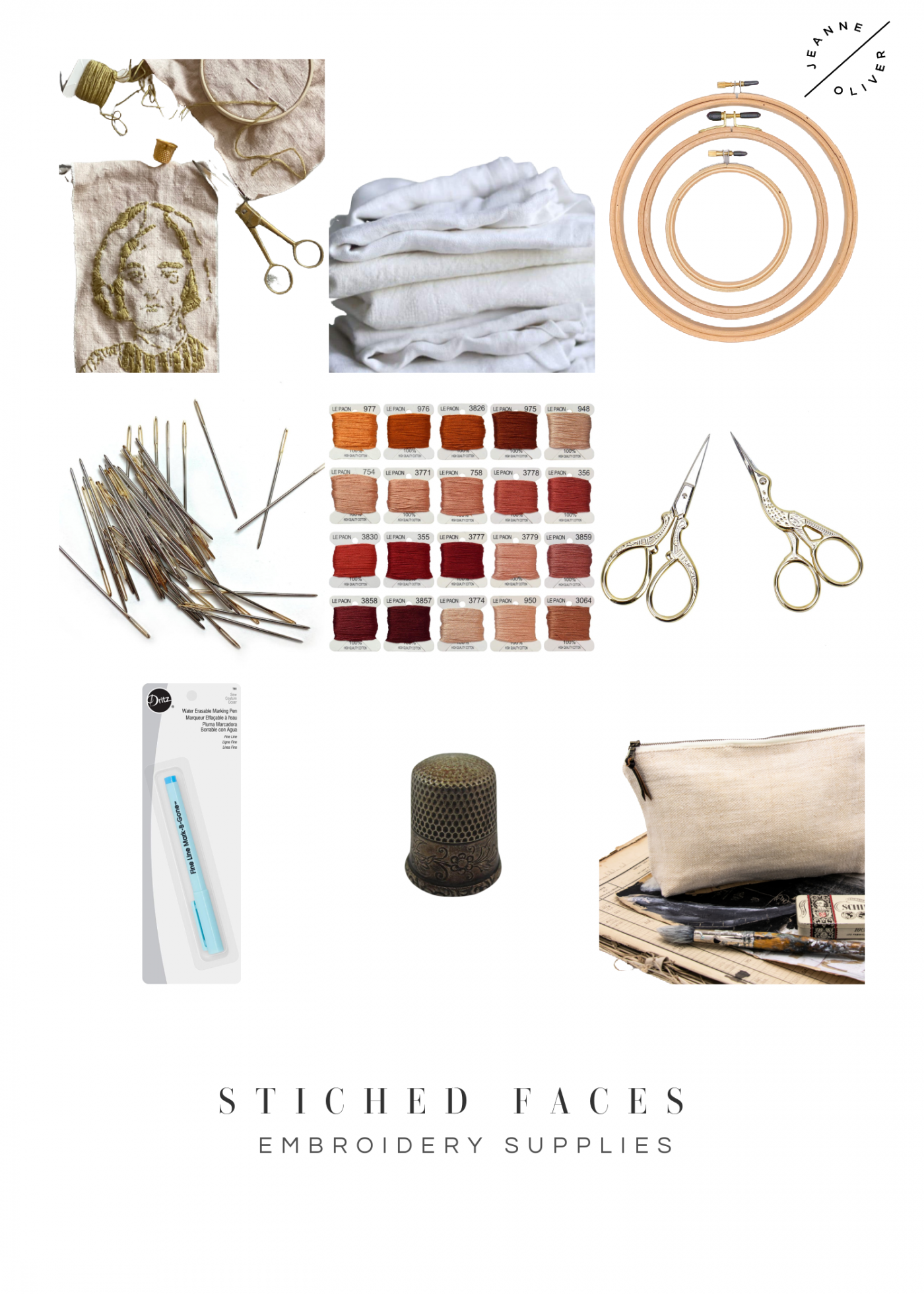 Free Stitching Series | Embroidery Supply List and Sources - Jeanne Oliver